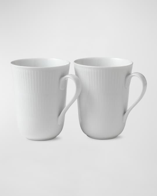 Royal Copenhagen White Fluted Mugs, Set of 2 | Neiman Marcus
