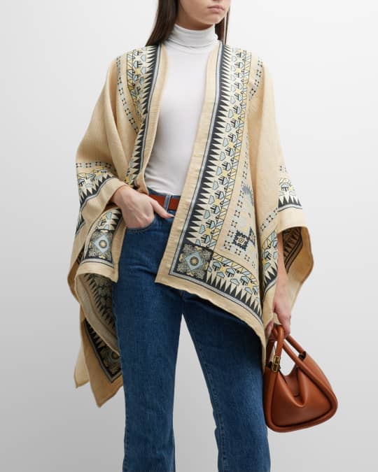 Etro Geo Foulard Jacquard Silk Cape | Neiman Marcus