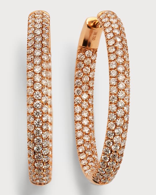 Piranesi 18K Rose Gold Diamond 3-Row Hoop Earrings | Neiman Marcus