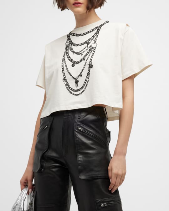 Rabanne Chain-Print Crop Top | Neiman Marcus