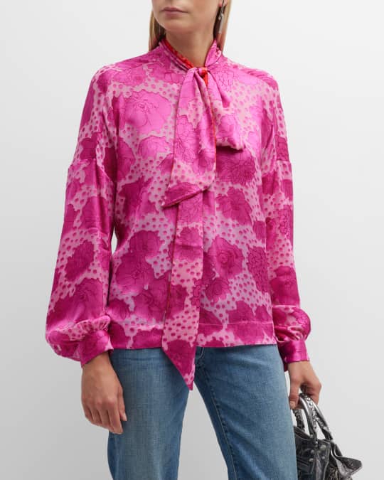Le Superbe Aurora Floral Tie Neck Blouse | Neiman Marcus