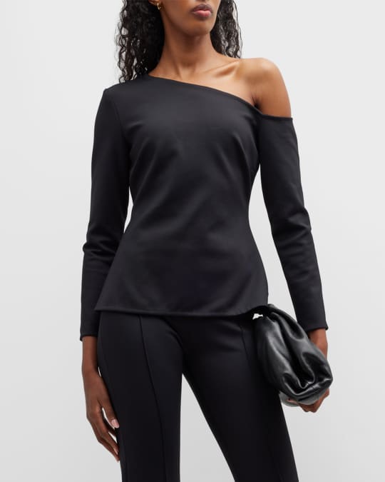 Rosetta Getty One-Shoulder Long-Sleeve Top | Neiman Marcus