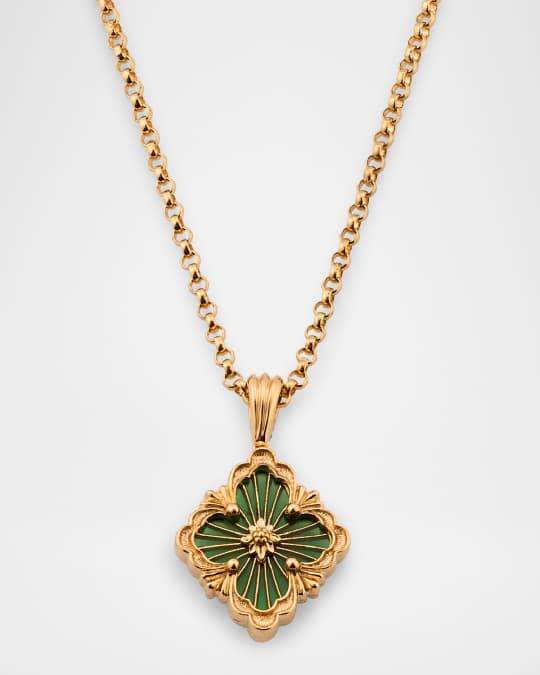 Buccellati Opera Tulle 18K Yellow Gold Green Enamel Pendant, Small ...