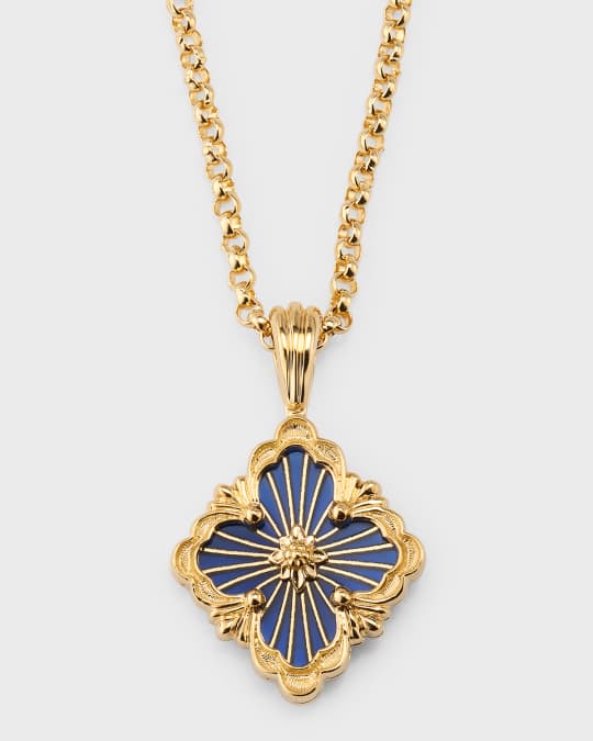 Buccellati Opera Tulle 18K Gold Blue Enamel Pendant Necklace | Neiman ...
