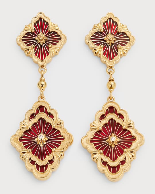 Buccellati Opera Tulle Pendant Earrings in Red and 18K Yellow Gold ...