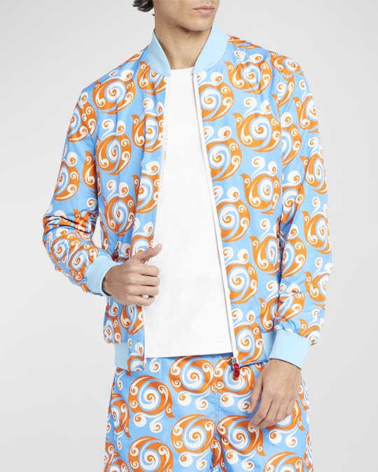 Kiton Men's Waves Print Wind-Resistant Bomber Jacket | Neiman Marcus
