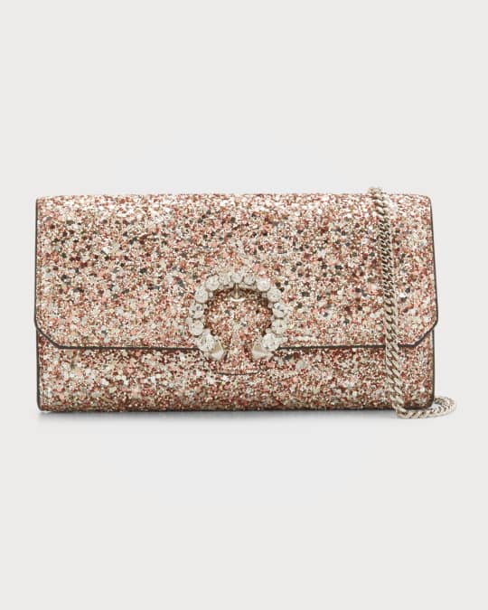 Jimmy Choo Glitter Wallet on Chain | Neiman Marcus