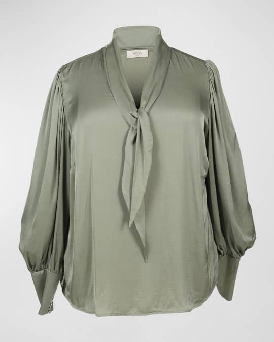 Mayes Nyc Plus Size Mia Bishop Sleeve V Neck Blouse Neiman Marcus