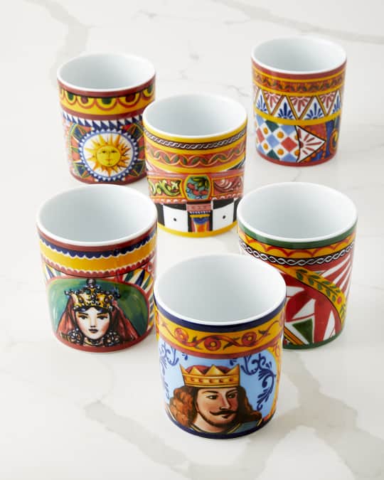 Dolce&Gabbana Casa Carretto Porcelain Glasses, Set of 6 | Neiman Marcus