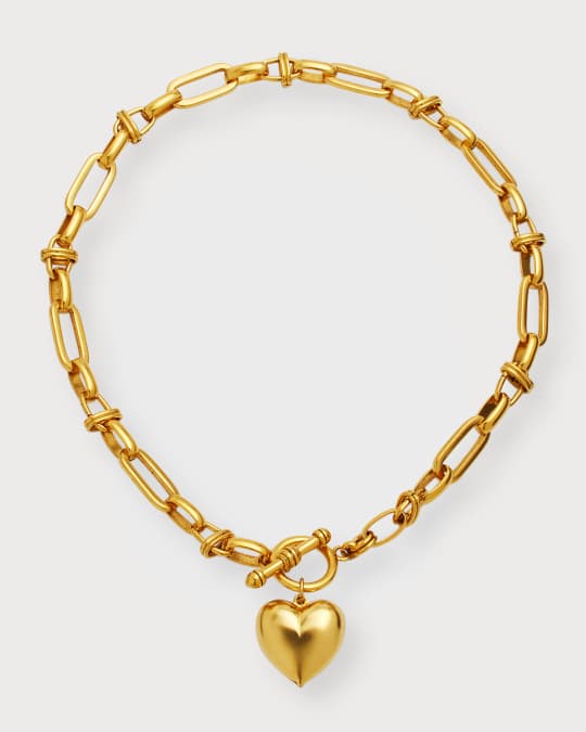 BRINKER & ELIZA 24K Gold-Plated Heart Medallion Necklace | Neiman Marcus