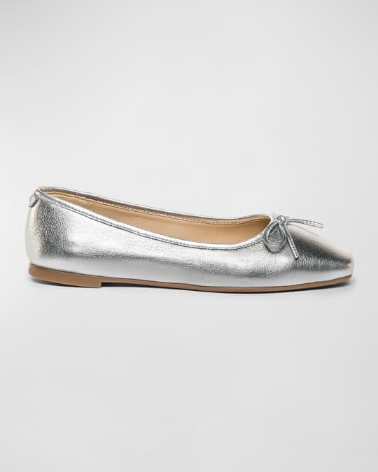 Bernardo Gwynn Metallic Bow Ballerina Flats | Neiman Marcus