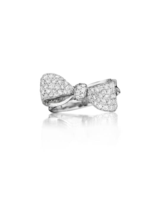 Mimi So Bow Small 18k White Gold Diamond Ring Size 6 | Neiman Marcus