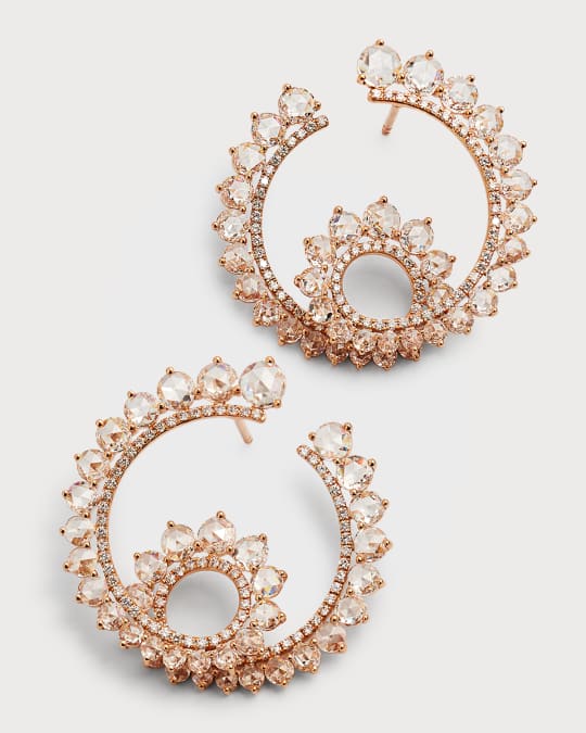 64 Facets 18K Rose Gold Infinite Loop Earrings with Brilliant and Rose-Cut Diamonds | Neiman Marcus