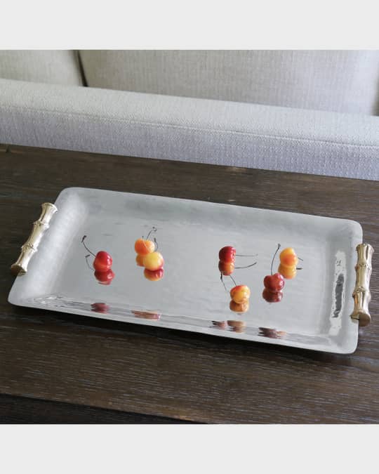 Beatriz Ball GARDEN Bamboo Long Rectangular Tray with Golden Handles | Neiman Marcus