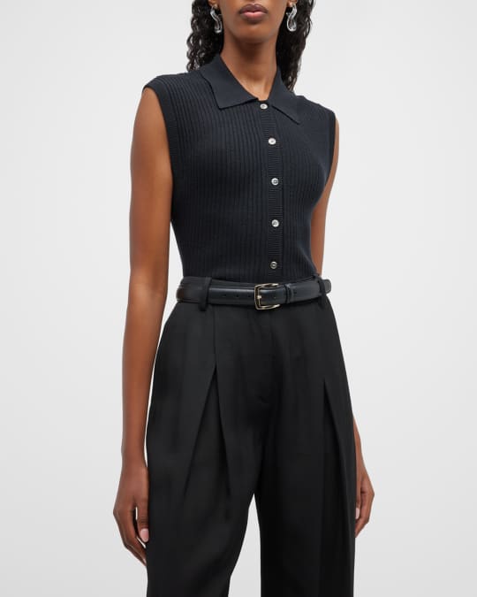 Co Collared Silk Rib Sweater Vest | Neiman Marcus