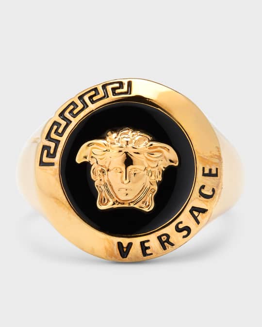 Versace Men s Enamel Medusa Signet Ring Neiman Marcus
