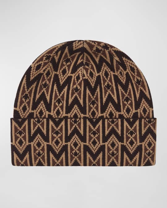 Mackage Men's Kiko Jacquard-Monogram Beanie Hat | Neiman Marcus
