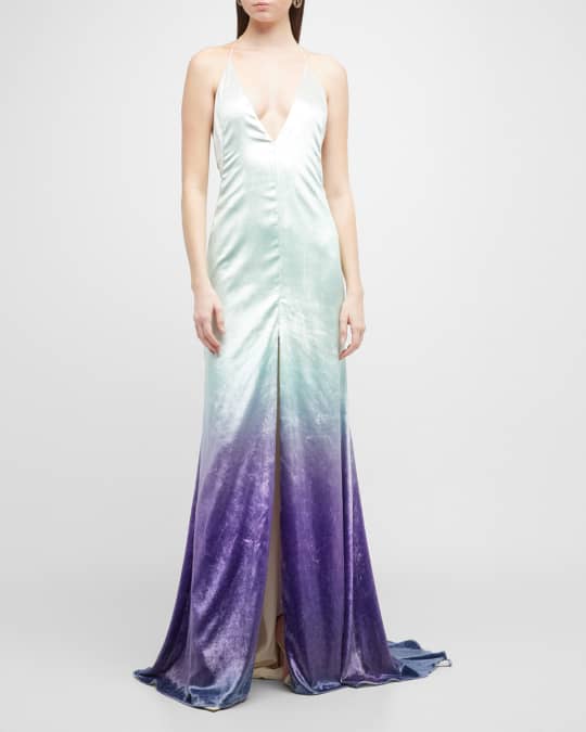 Bach Mai Lightning Storm Plunging Front-Slit Gown | Neiman Marcus