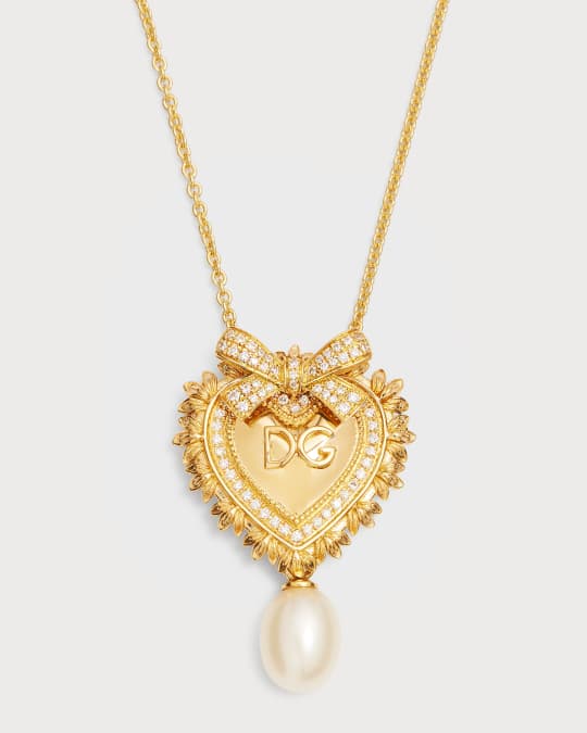 Dolce&Gabbana 18K Yellow Gold Diamond with Freshwater Pearl Heart DG ...