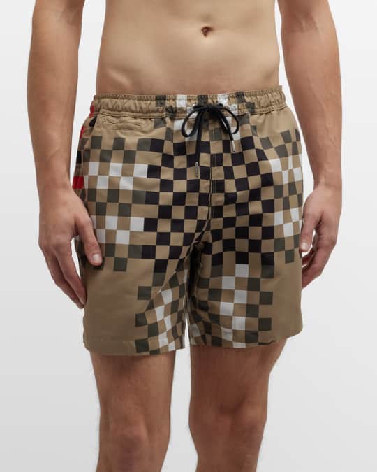 Burberry Men's Martin Pixel Check Swim Shorts | Neiman Marcus