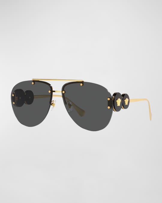 Versace Men's Medusa Double-Bridge Rimless Sunglasses | Neiman Marcus
