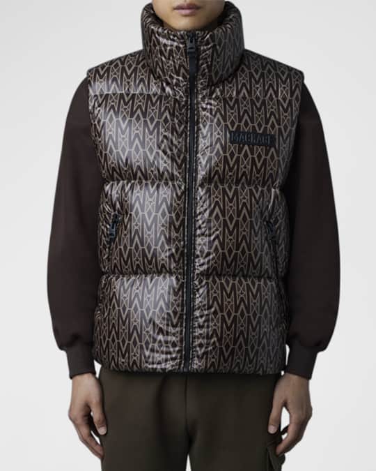 Mackage Men's Kane Monogram Recycled Down Vest | Neiman Marcus