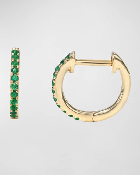 Zoe Lev Jewelry 14K Yellow Gold Emerald Huggie Earrings | Neiman Marcus