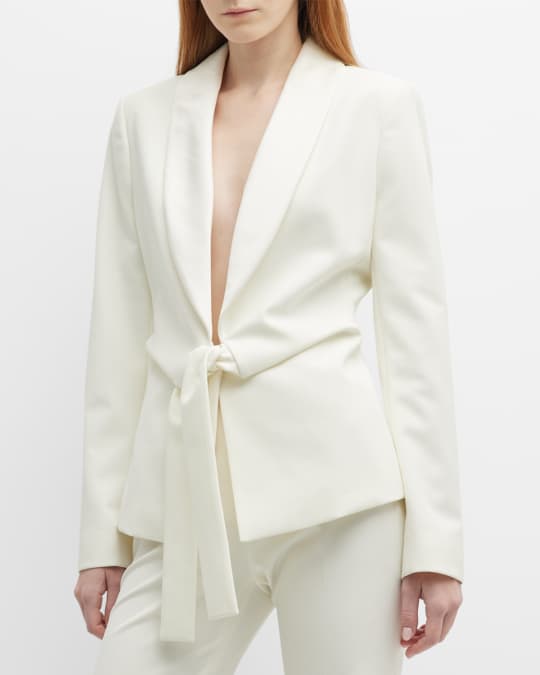 Donna Karan Shawl Collar Tie Front Jacket Neiman Marcus