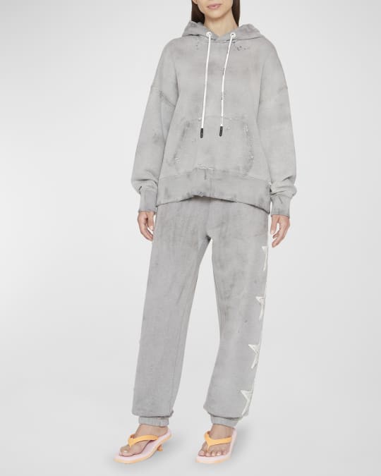 Palm Angels Distressed Star Patch Hoodie | Neiman Marcus