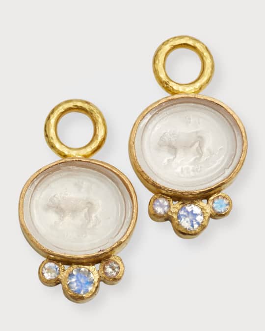 Elizabeth Locke 19K Venetian Glass Intaglio Stalking Lion Earring ...