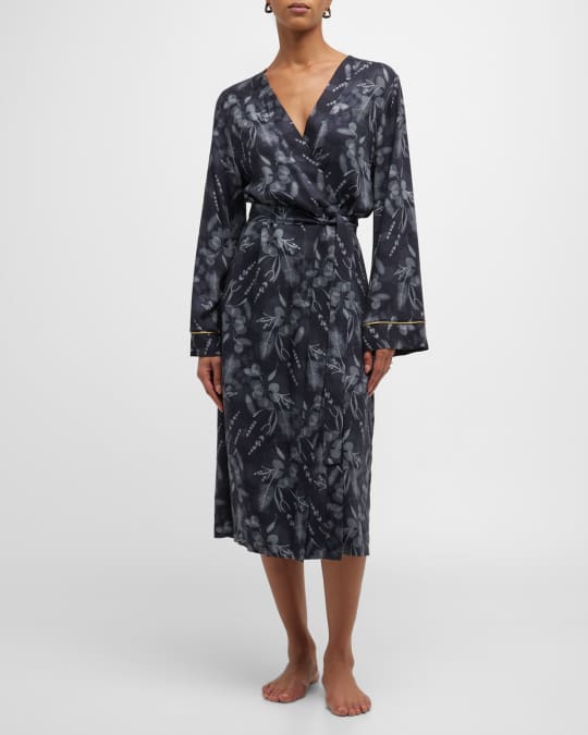 Hanro Lilova Floral-Print Viscose Robe | Neiman Marcus