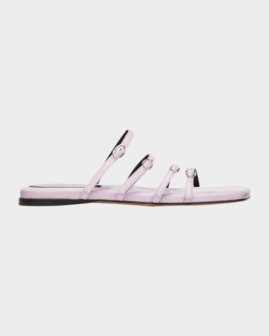 Proenza Schouler Square Buckle Flat Slide Sandals | Neiman Marcus