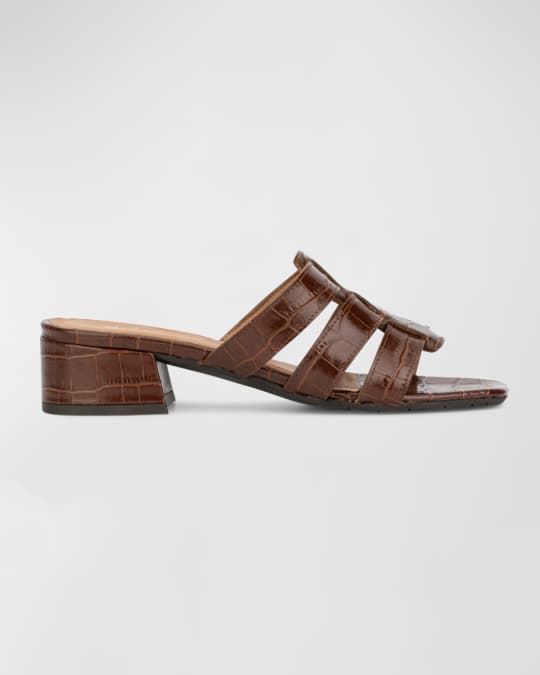 Aquatalia Harla Croco Caged Mule Sandals | Neiman Marcus