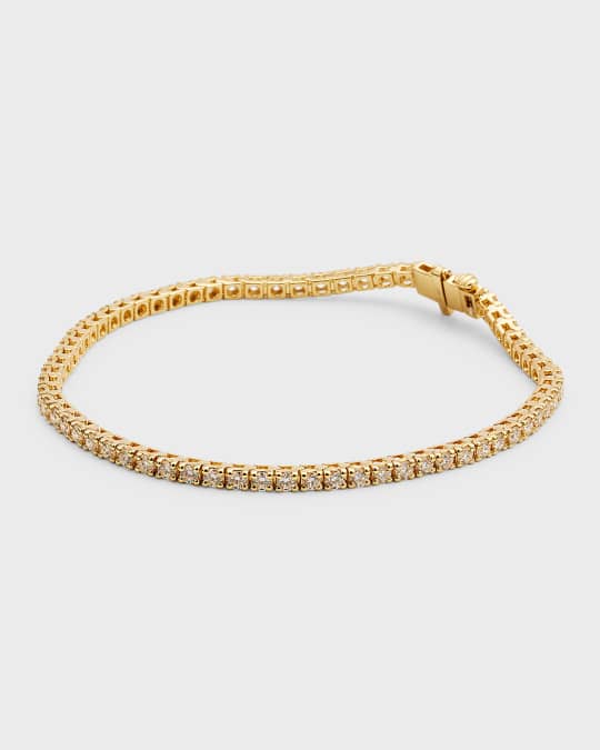 Neiman Marcus Diamonds 18K Yellow Gold Round Diamond Bracelet, 7"L, 3 ...
