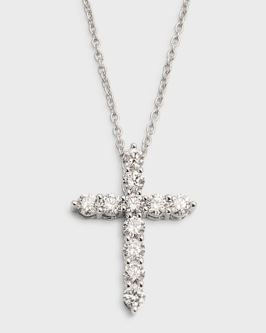 Neiman Marcus Diamonds 18K White Gold Round Diamond Cross Pendant, 1 ...
