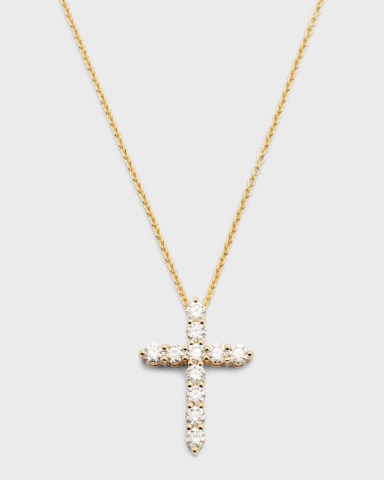 Neiman Marcus Diamonds 18K Yellow Gold Round Diamond Cross Pendant, 1 ...