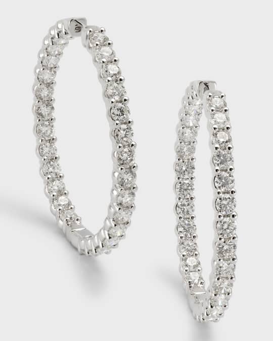 Neiman Marcus Diamonds 18K White Gold Round Diamond Hoop Earrings, 10 ...
