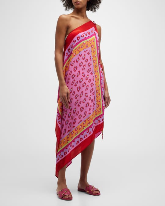 Farm Rio Leopard Patch Asymmetric Coverup Maxi Dress | Neiman Marcus