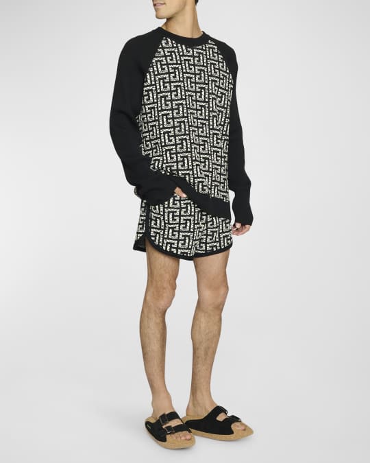 Balmain Men's Marble Monogram Knit Sweater | Neiman Marcus