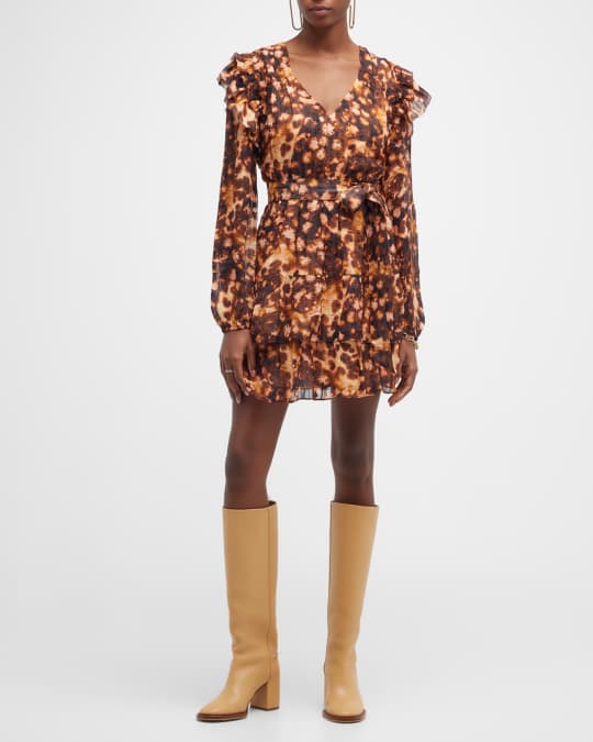Marie Oliver Lawson Tiered Abstract-Print Mini Dress | Neiman Marcus