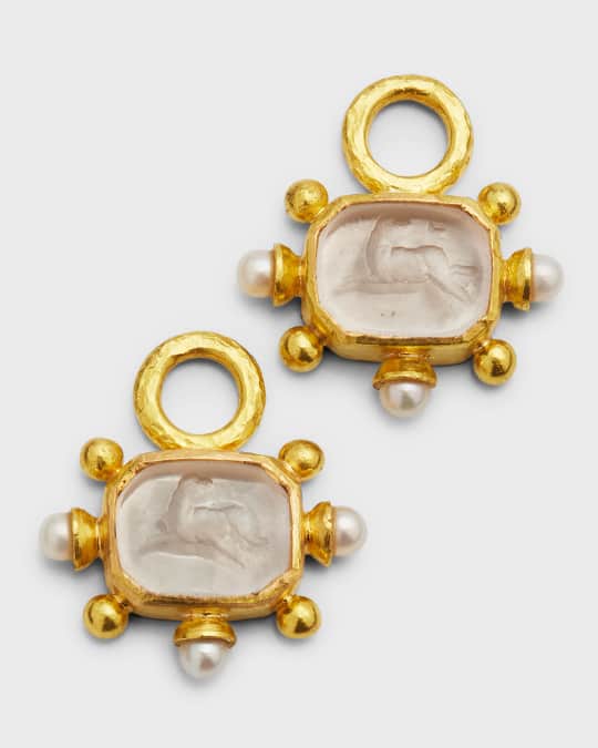 Elizabeth Locke 19K Yellow Gold Chimera Earring Pendants with Pearls ...