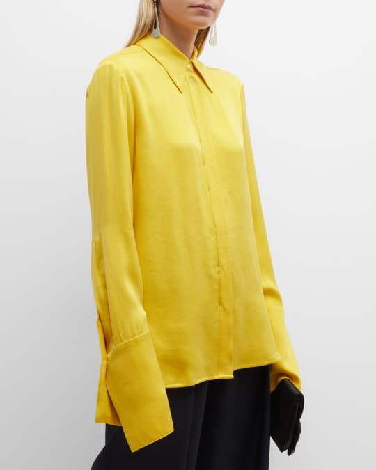 BITE Studios Twisted Cuff Silk Shirt | Neiman Marcus