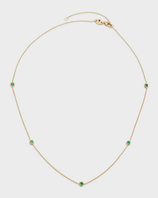 Roberto Coin 18K Yellow Gold 5-Station Emerald Necklace | Neiman Marcus