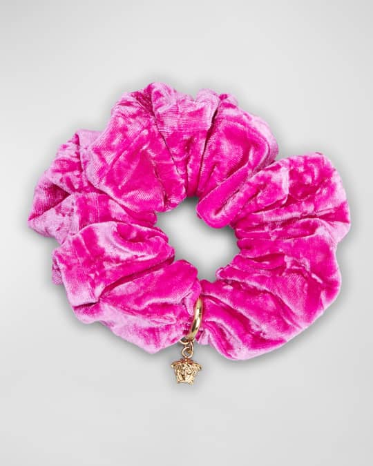 Versace Velvet Medusa Charm Scrunchie | Neiman Marcus
