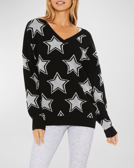 Beach Riot Joey Silver Disco Star Sweater | Neiman Marcus