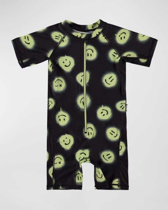 Molo Boy's Neka Happy Face Rash Suit, Size 9M-3 | Neiman Marcus