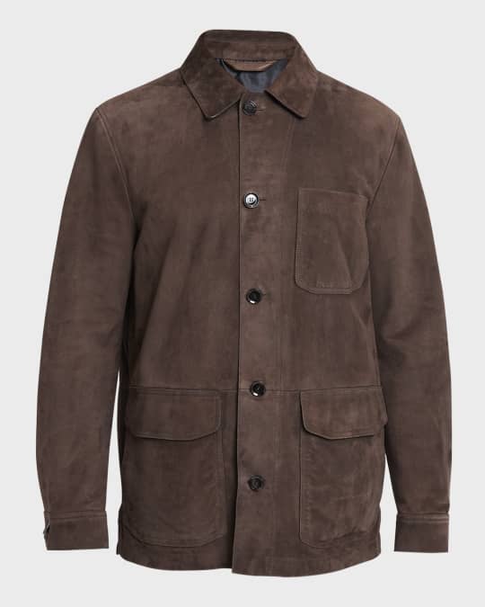 Brioni Men's Suede Work Jacket | Neiman Marcus