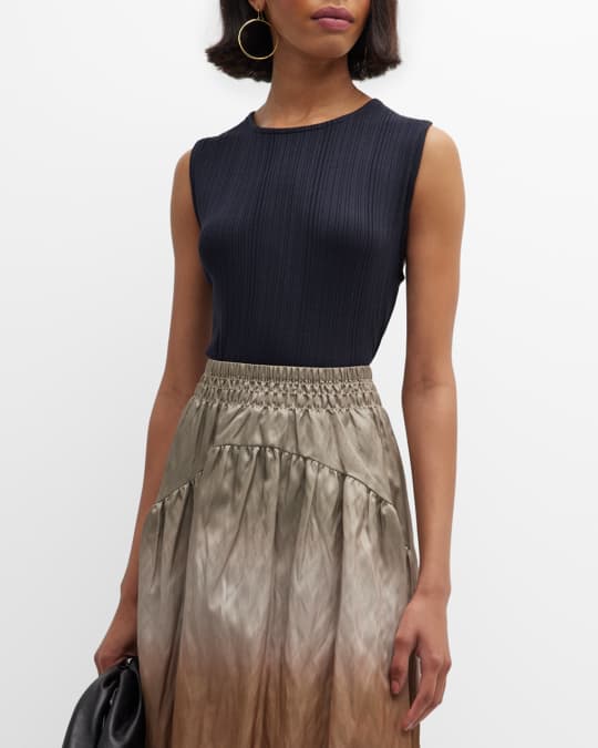 Vince Ribbed Crewneck Shell Top | Neiman Marcus