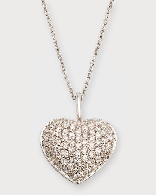 Roberto Coin 18K White Gold Diamond Heart Pendant Necklace | Neiman Marcus