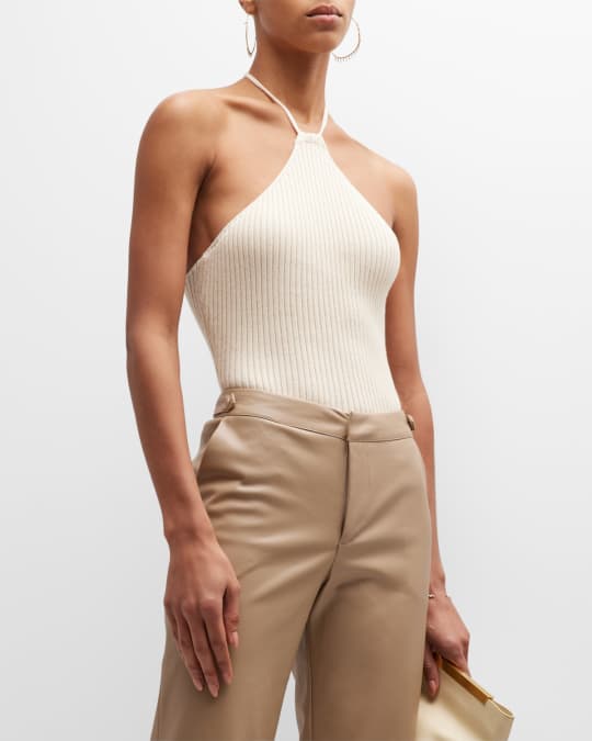 LBLC THE LABEL Amelia Ribbed Halter Top | Neiman Marcus
